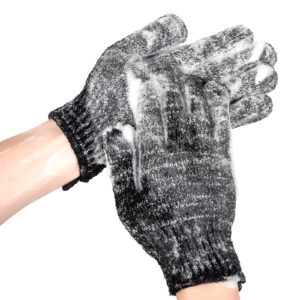 exfoliating bath gloves for shower - bamboo charcoal bath gloves for shower, spa, massage, body scrubs, remove dead skin, deep cleaning