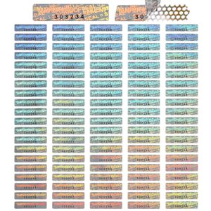 marspark 500 pieces silver security tamper evident seals stickers void original genuine authentic hologram labels tamper proof evident stickers sequential serial numbering, 0.24 x 1 inch