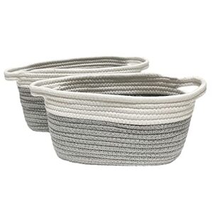 levtex baby collection - grey and white rope storage baskets (pack of 2) - nursery accessories - measurements: (9.8 x 8 x in.), & (12 x 8 x 6.5in.)