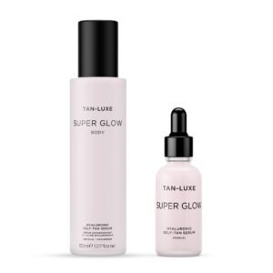 tan-luxe super glow kit - super glow and super glow body hyaluronic self tanning serums, 180ml - cruelty & toxin free