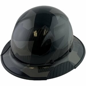 texas america safety company actual carbon fiber material hard hat with hard hat tote- full brim (black camo)