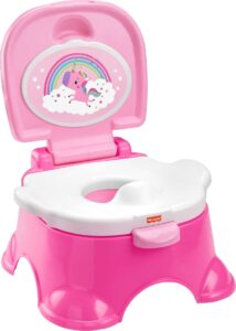 fisher-price 3-in-1 unicorn tunes potty training toilet ring and step stool for toddlers