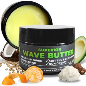 veeta superior wave grease - maximum shine, non-greasy shea & tangerine conditioner for men's 360 waves (4 oz)