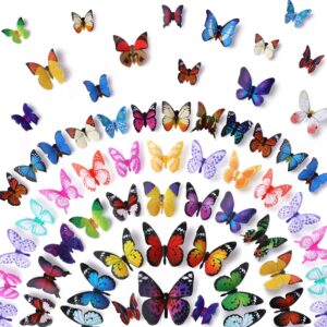 80pcs 3d butterfly wall decorative colorful 4 styles butterflies pvc wall decals crafts diy removable home art decor for kids girls bedroom living room nursery party wedding decoration h-017