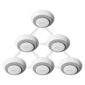 x-sense wireless interconnected combination smoke and carbon monoxide detector with large silence button, over 820 ft transmission range, xp01-w, 6-pack