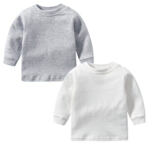 adaliafaye unisex baby and toddler boys girls'cotton long sleeve basic round neck solid sweatshirt tee shirts