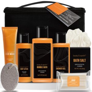 gift baskets for men bath and body gift set body & earth citrus scented mens bath set with body lotion, shower gel, bubble bath, loofah & more, birthday gifts for men