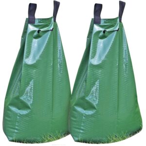 dualrain slow release tree watering bag pe ring bladders water deep automatic irrigation drippers root waterer globe soaker for new plant trees trunk 20 gallon (2 pack)