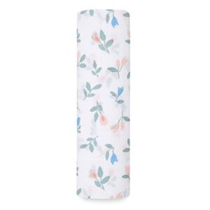 aden + anais essentials swaddle blanket, muslin blankets for girls & boys, baby receiving swaddles, ideal newborn gifts and infant shower items, single, falling florals