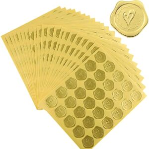 660pcs gold embossed wax stickers valentines day heart envelope seals self-adhesive stickers for wedding celebrations greeting cards commemorative parties engagement invitations