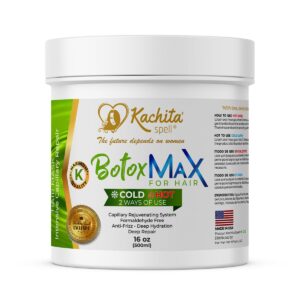 kachita spell botox hair treatment - 16oz, rejuvenates dry/damaged hair, reduces frizz, provides deep hydration, volume control, and smoothness - formaldehyde-free botoxmax formula