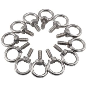 bonsicoky 12pcs m6 lifting eye bolts, 304 stainless steel male thread machinery shoulder ring eye bolt heavy duty