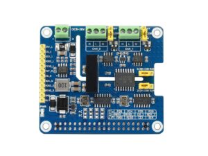 2-channel isolated can bus fd expansion hat for raspberry pi, with mcp2518fd can controller and mcp2562fd can transceiver, supports original can2.0 and can fd protocols, multi protection circuits