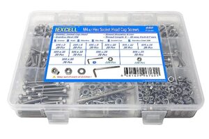 iexcell 660 pcs m4 x 5/6/8/10/12/14/16/18/20/25/30 stainless steel 304 hex socket head cap screws bolts nuts washers assortment kit