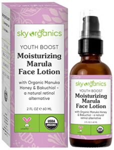 sky organics youth boost moisturizing marula face lotion for face usda certified organic to moisturize, nourish & boost glow, 2 fl. oz