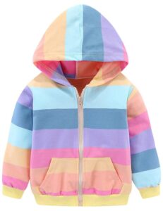 ddsol toddler girls zip-up hoodie jacket rainbow sweatshirts long sleeve shirt kids playwear clothes size 3t 4t