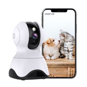 eazieplus pet camera, indoor security cam with 2-way talk remote live view, 2.4ghz wifi,1080p night vision, motion/sound detection, compatible with alexa for home baby elder surveillance