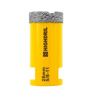 highdril diamond core drill bit - 1-1/8"(28mm) with 5/8-11 thread dry drilling for porcelain tile ceramic granite marble stone masonry brick