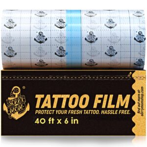 sorry mom tattoo aftercare bandage (40ft x 6in) clear tattoo bandage waterproof, adhesive tattoo wrap bandage - tattoo healing wrap - tattoo film protection - second skin tattoo cover