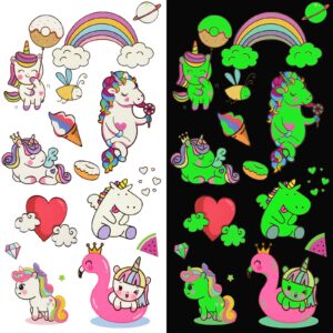 maitys 20 sheets 228 pieces luminous unicorn temporary tattoos for kids glow in the dark tattoos unicorn games toys for girls kids birthday party supplies decoration, 10 styles