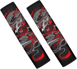 keiahuan cool dragon seat belt pads cover 2pcs customized for adults kids, stylish car seatbelt cover universal soft and safe