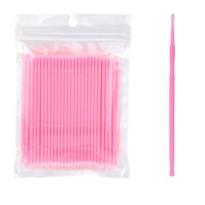 blingkingdom 100pcs micro applicators brushes disposable eyelash extension make up mascara brushes for eyelash extension - pink