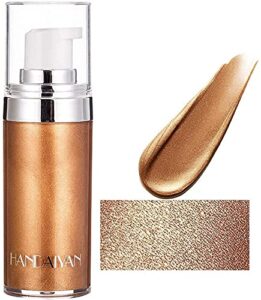 go ho face body illuminator,liquid highlighter makeup moisturizing face luminizer,waterproof smooth liquid spray shine shimmer glow foundation - bronzer body & face(#3 bronzer golden)