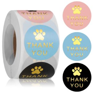 500 pieces paw print thank you labels stickers 1.5 inch round dog paw print stickers gold foil thank you labels small business stickers self-adhesive appreciation for bags cards package party