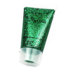 gl-turelifes 30ml sequins chunky glitter liquid eyeshadow glitter body gel festival glitter cosmetic face hair nails makeup long lasting sparkling easy to apply, easy to remove (#03 green)