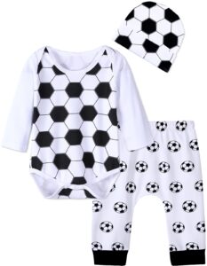 cosland baby soccer outfit infant boys cotton pant sets, white, 0-3 months