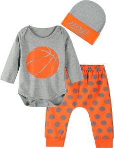 cosland baby basketball outfit infant boys cotton pant sets, gray, newborn