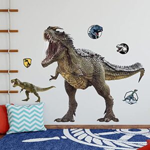 3d dinosaurs wall stickers, giant dinosaurs wall decals, holengs peel and stick removable wall decor for boys kids bedroom living room playroom wall decoration