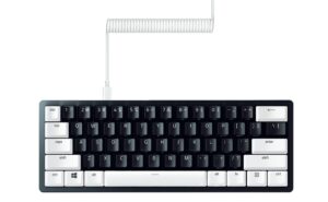 razer huntsman mini 60% gaming keyboard + pbt keycap + coiled cable upgrade set bundle: classic black/clicky optical - mercury white