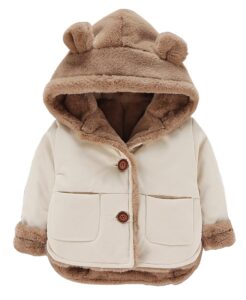 weonedream unisex baby boys girls winter fur coat toddler puffer jacket with hood 6-12m infant warm outfits pretty baby fleece lined outerwear(coffee,80)