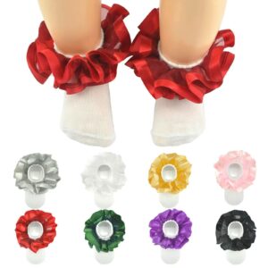 tongxinhua and three chinese characters 8 pairs ruffle socks, princess lace ruffles socks baby frilly socks little girl big ruffle socks for newborn/infant/toddler (xxs)