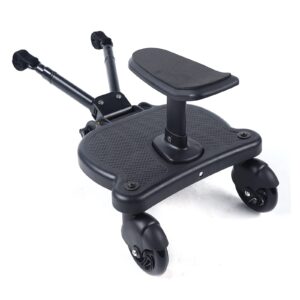 gdrasuya10 55 x 33 x 36 cm universal pram pedal adapter, comfort wheeled board stroller ride board with detachable seat, holds children up to 25kg