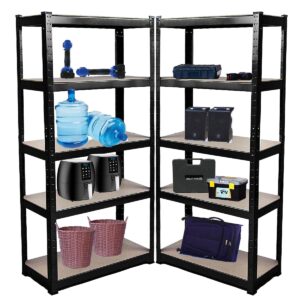 5 shelf adjustable storage shelving unit, 59 inch tall heavy duty garage shelf with boltless system, metal multi-use storage shelving for industrial workshop / garage, 1930lbs total capacity