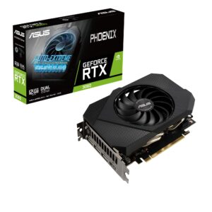 asus phoenix nvidia geforce rtx 3060 v2 gaming graphics card- pcie 4.0, 12gb gddr6 memory, hdmi 2.1, displayport 1.4a, axial-tech fan design, protective backplate, dual ball fan bearings, auto-extreme