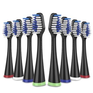 replacement toothbrush heads for waterpik complete care 5.0/9.0 (cc-01/wp-862), strb-8wb, (8-pack, black)