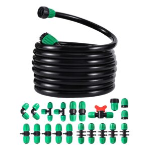 fulaiergd 1/2” pvc garden irrigation tubing hose 52ft(16m),（od:16mm,id:12mm） with lock connector for drip irrigation system