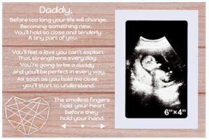 new dad gift-new father gift-become a father-pregnancy announcement gift-you're going to be a daddy-new baby sonogram photo gift-love at first sign-wood picture frame photo frame for 6''×4'' photo