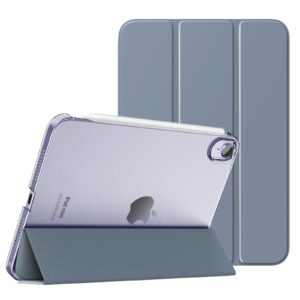 moko for ipad mini 7 (a17 pro) case 2024,ipad mini 6 case 2021,8.3-inch ipad mini 7th/6th generation case,slim lightweight hard back shell stand cover for ipad mini 2024 with touch id, grey purple