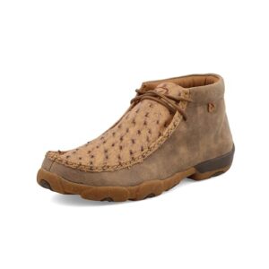 twisted x men's chukka driving moc, moc toe with cellsole, bomber & tan ostrich, 11 m