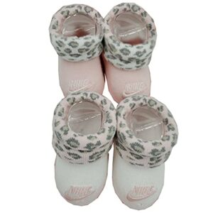 nike infant baby futura booties 2 pack (pink leopard, newborn)