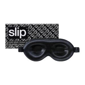 slip contour sleep mask | 100% pure mulberry silk, ultra soft | contoured design, prevents eye pressure | adjustable strap, ideal for travel - black