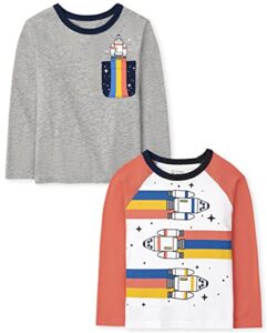 the children's place baby boys the children's place and toddler long sleeve fashion tops shirt, space, 3t us