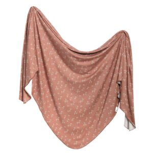 large premium knit baby swaddle receiving blanket"rocky" by copper pearl