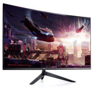 gtek f2740c 27-inch curved frameless gaming monitor full hd 1920 x 1080p, 1800r, va 1ms mprt, 240hz, freesync, speakers, displayport/hdmi/type-c, vesa (renewed)