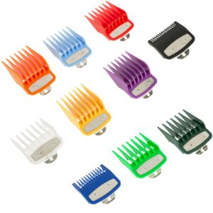 10pcs hair clipper cutting guides combs with metal clip colored clipper guards for wahl clipper trimmer guards attachment from 1/16 inch to 1 inch, compatible with most wahl clippers