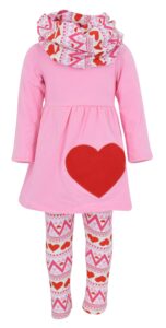 unique baby girls toddler 3 piece valentines day matching heart print legging set (9t, pink)